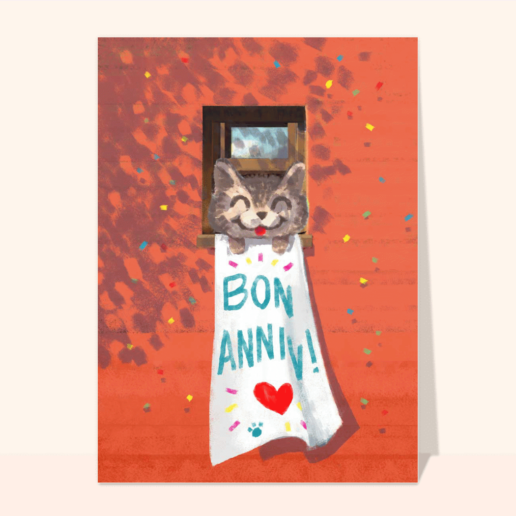 Un joyeux chat pour un anniversaire festif - envoi rapide