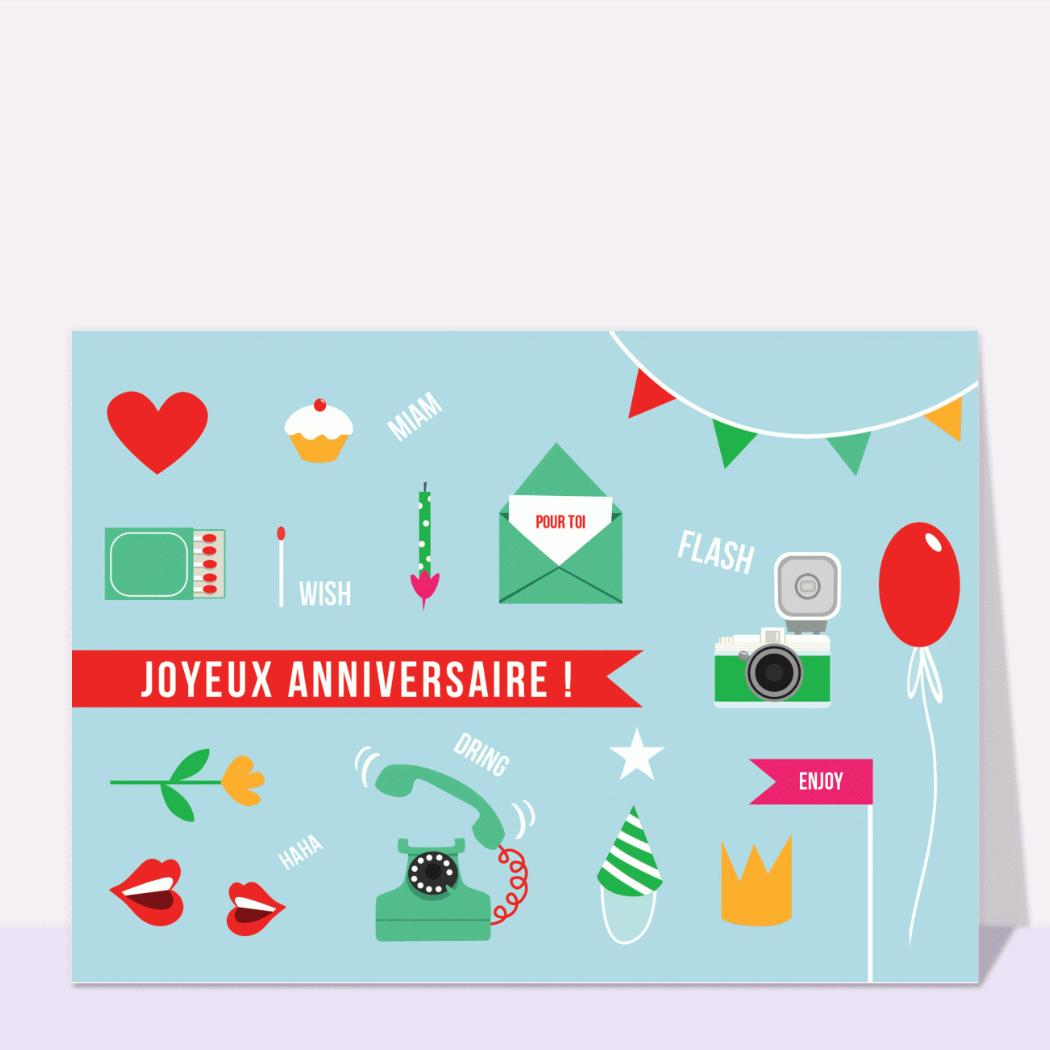 Fête colorée pour un anniversaire joyeux - envoi rapide