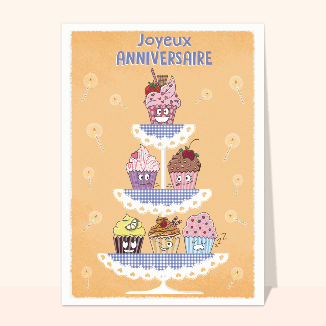 Gâteaux d'anniversaire colorés et souriants - envoi rapide