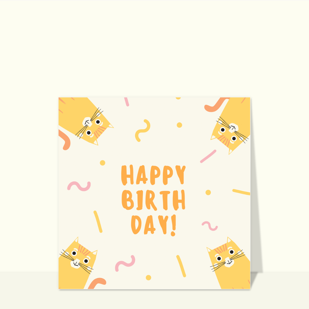 Joyeux anniversaire avec des chats colorés - envoi rapide