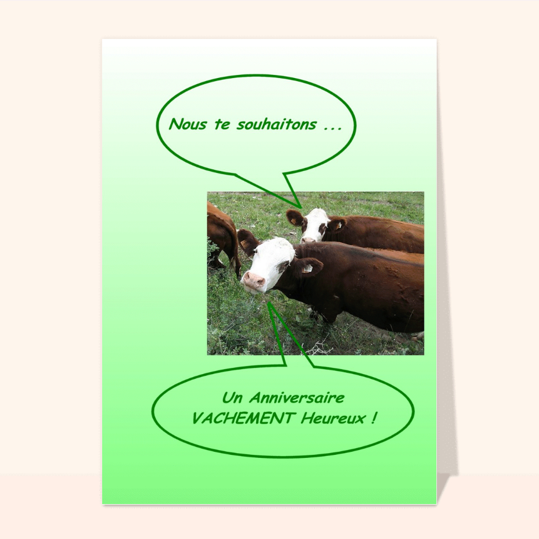 Des souvenirs de vaches pour un joyeux anniversaire - envoi rapide