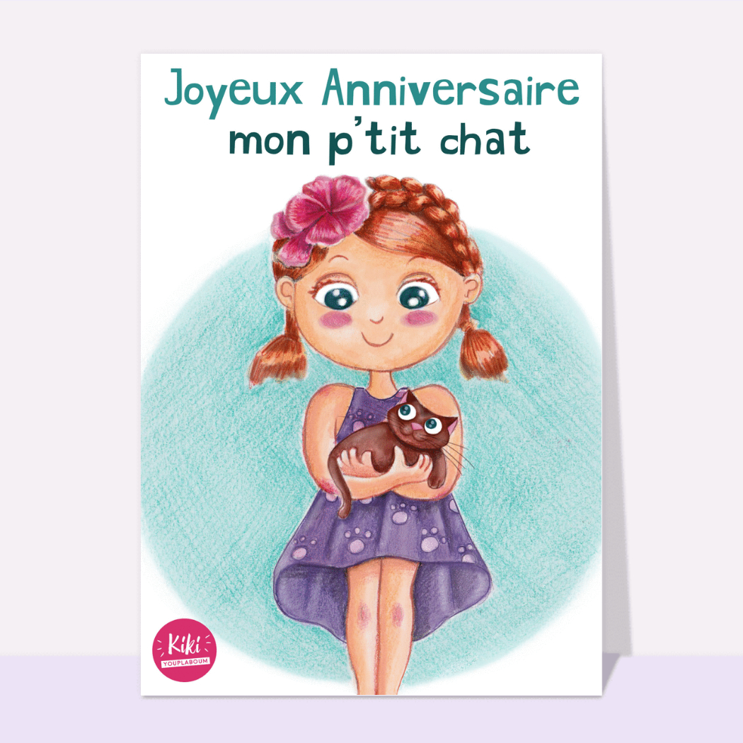 Joyeux anniversaire avec mon petit chat - Carte anniversaire animaux