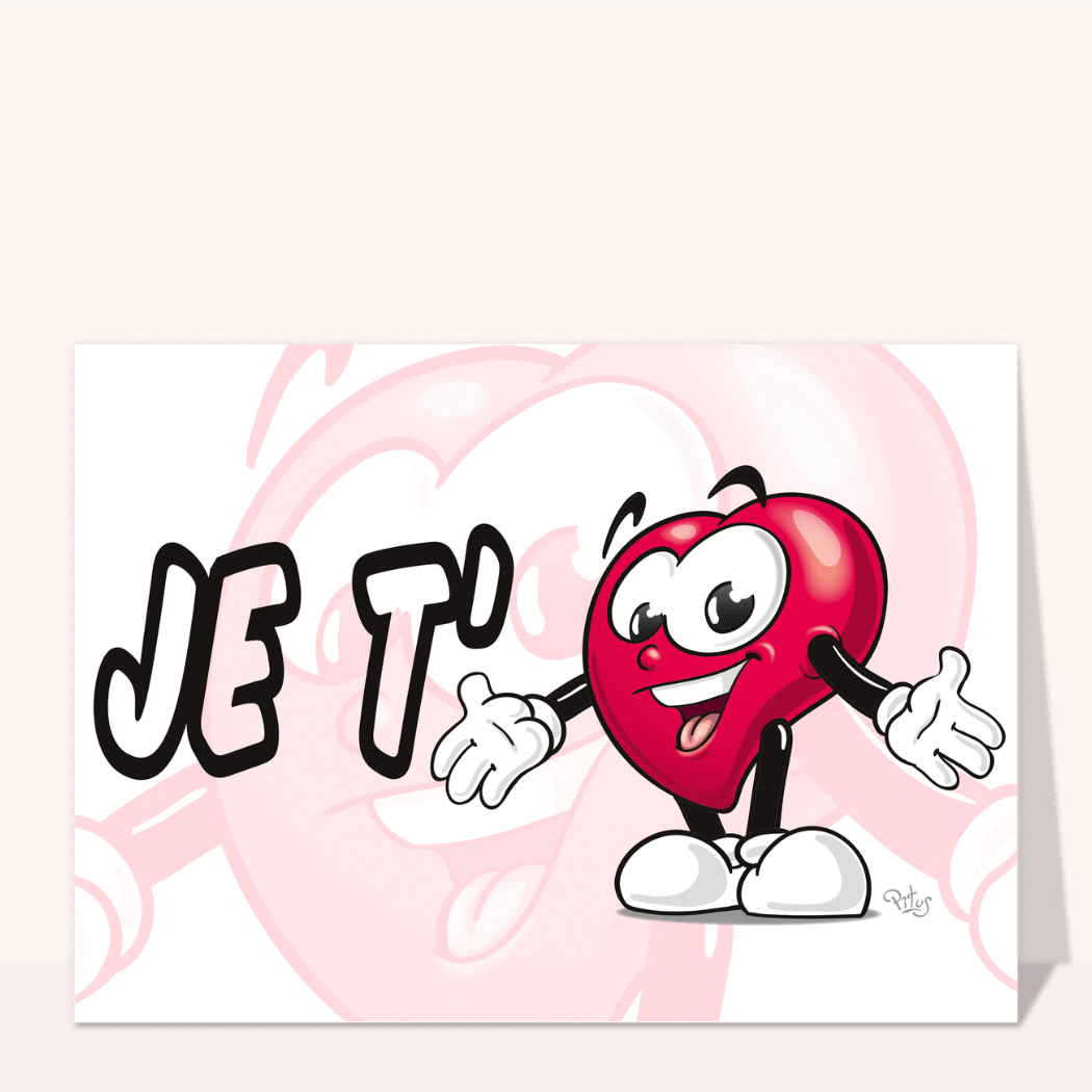 Je t'aime à la folie ! - Carte saint valentin humour