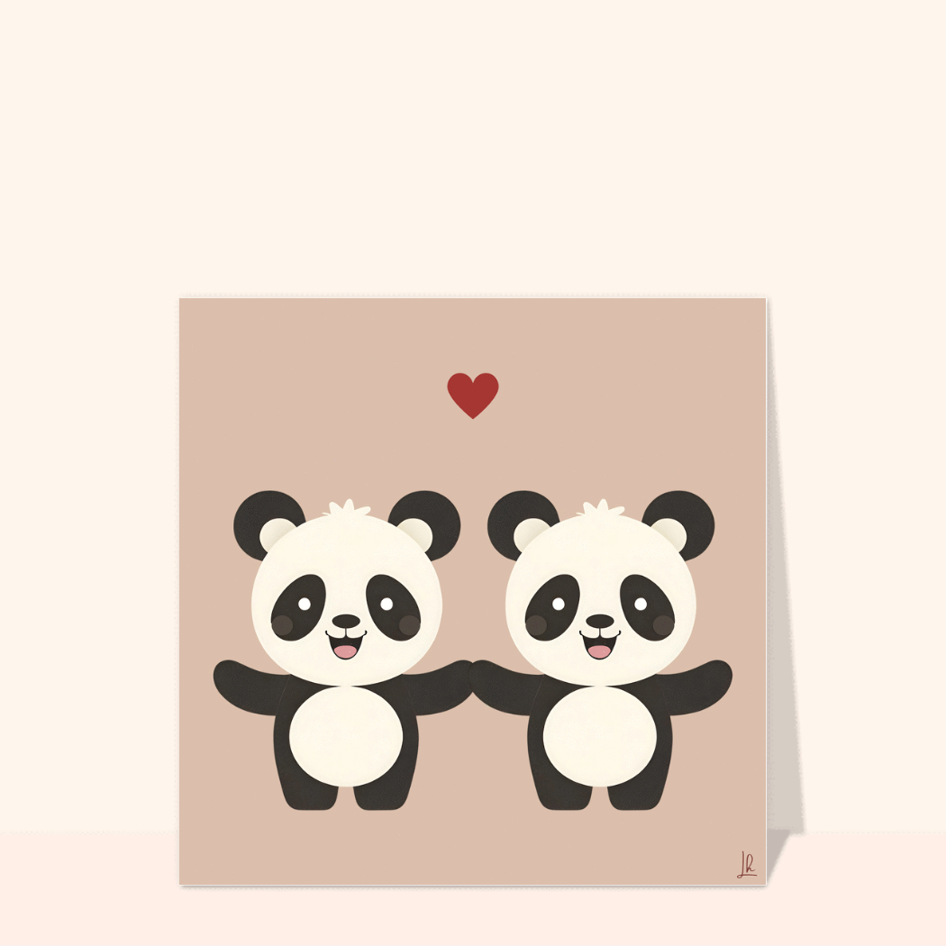 Pandas adorables pour une Saint-Valentin mignonne - envoi rapide