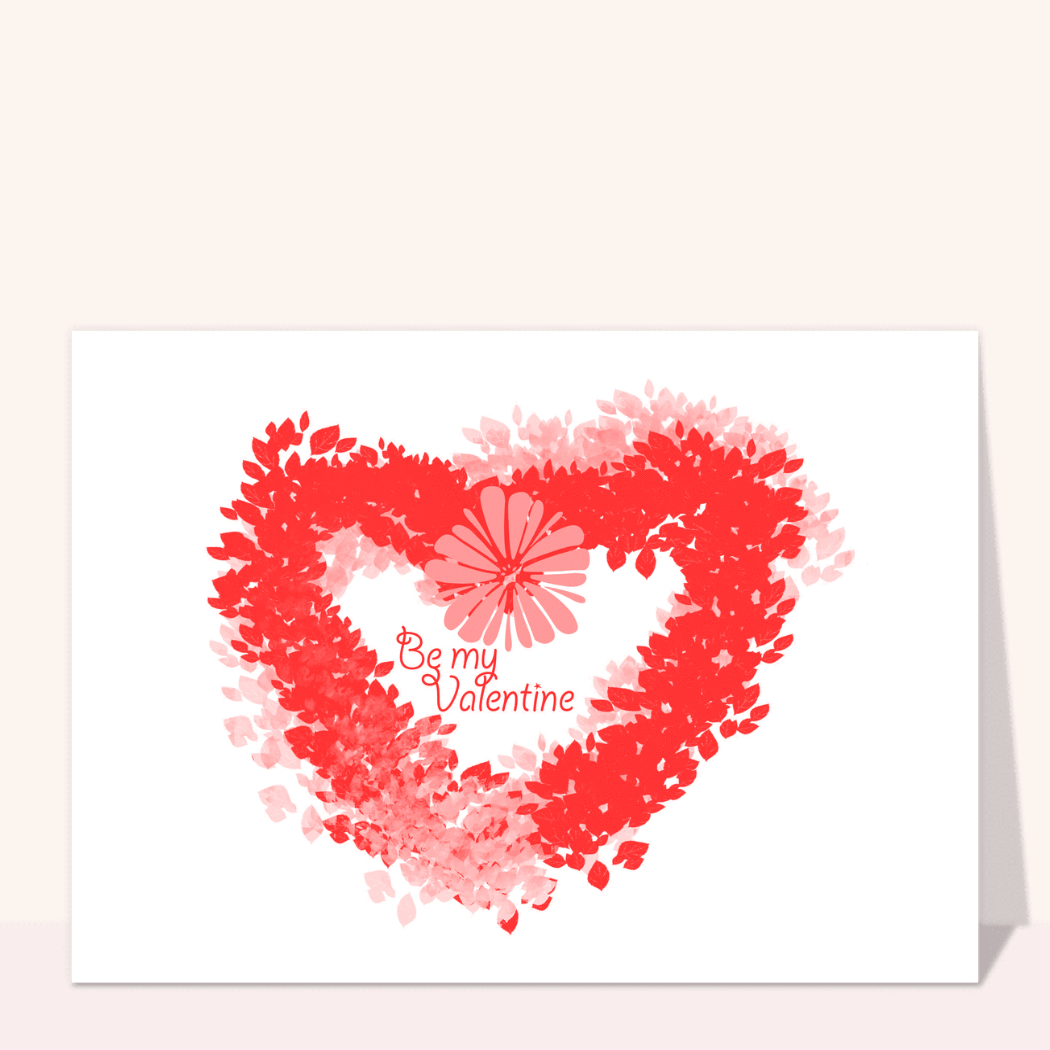 Coeur romantique en fleurs pour Valentine - Carte avec coeurs