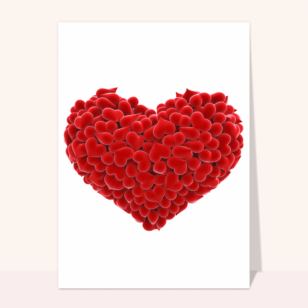 Coeur rouge rempli de tendres émotions - Carte avec coeurs