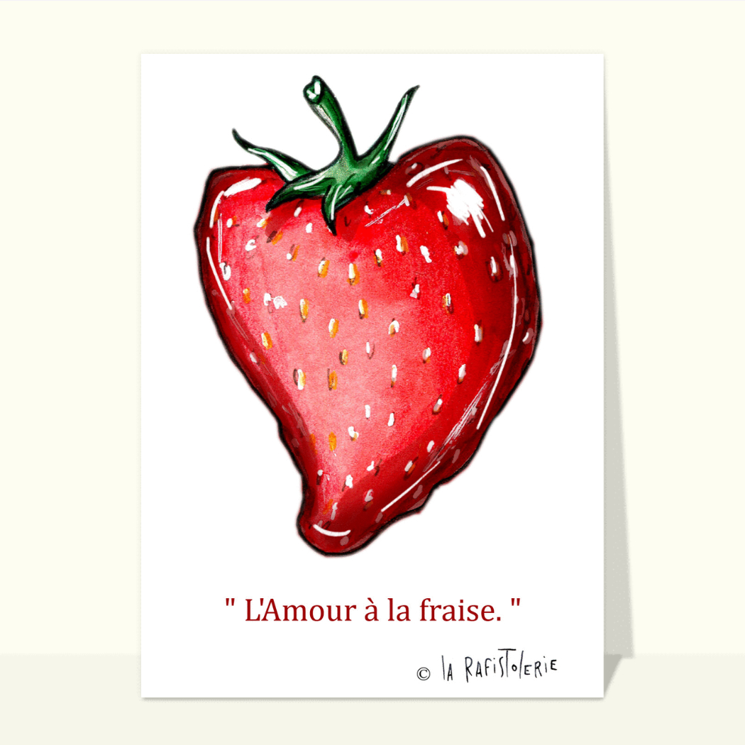 L'amour en forme de fraise délicieuse - Carte avec coeurs