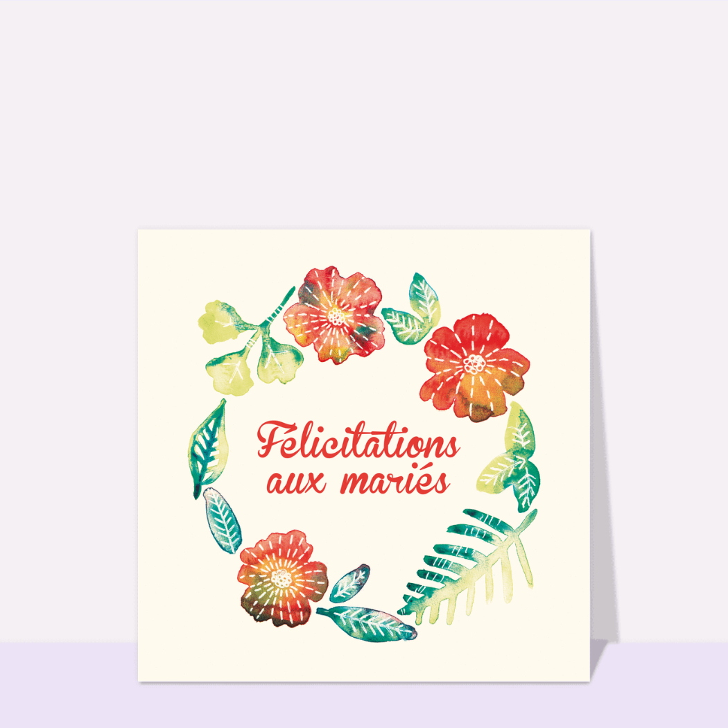 Félicitations aux mariés en fleurs colorées - envoi rapide