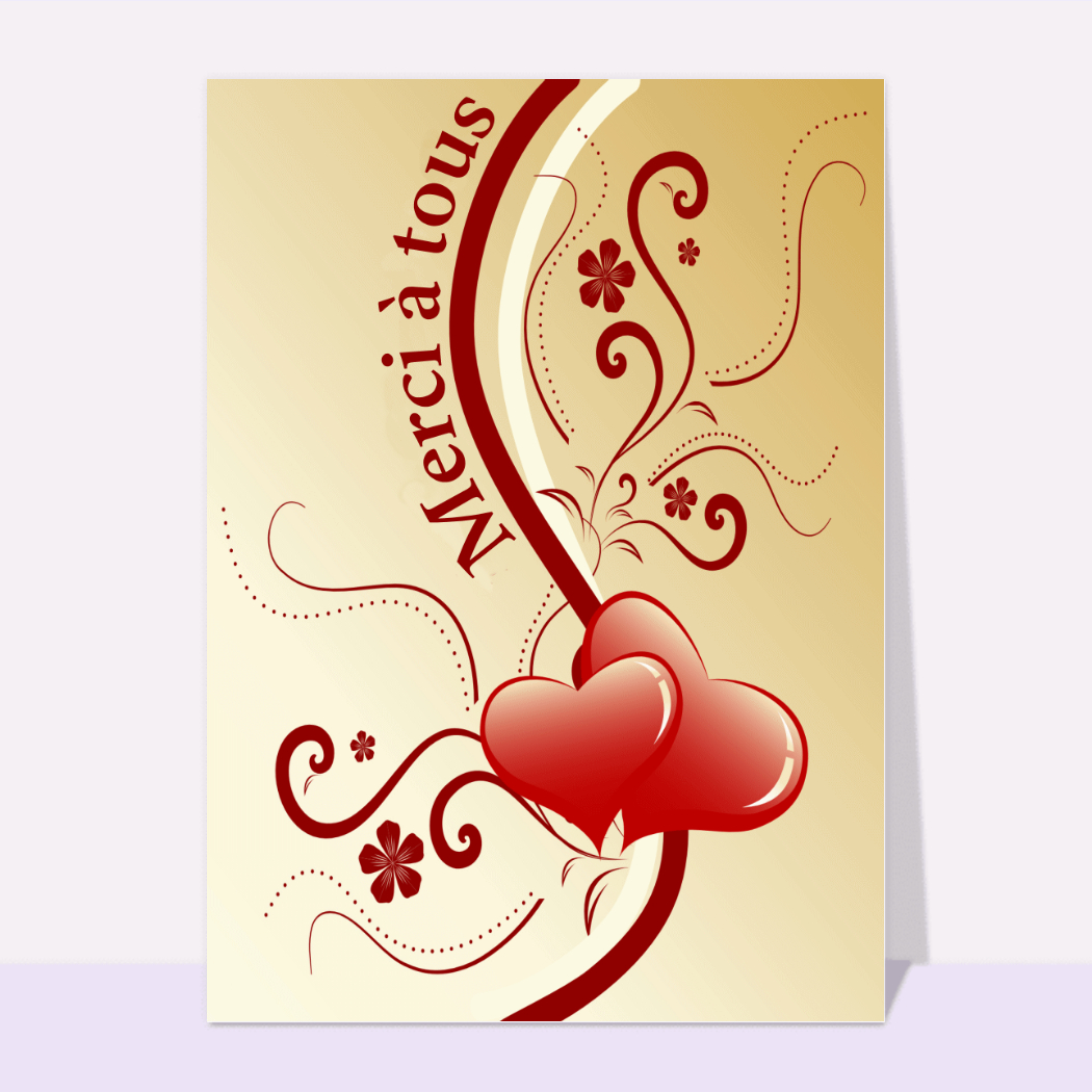 Cœurs entrelacés pour vos remerciements - Carte remerciement mariage