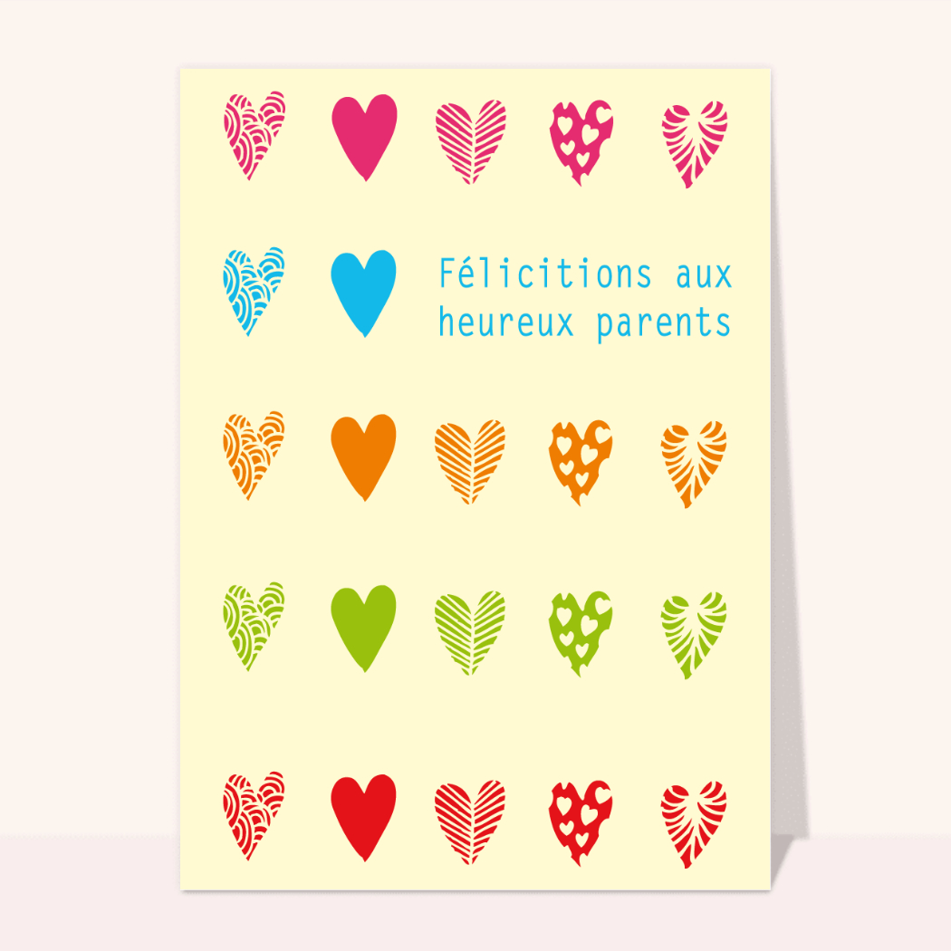 Félicitations aux heureux parents en cœur - envoi rapide