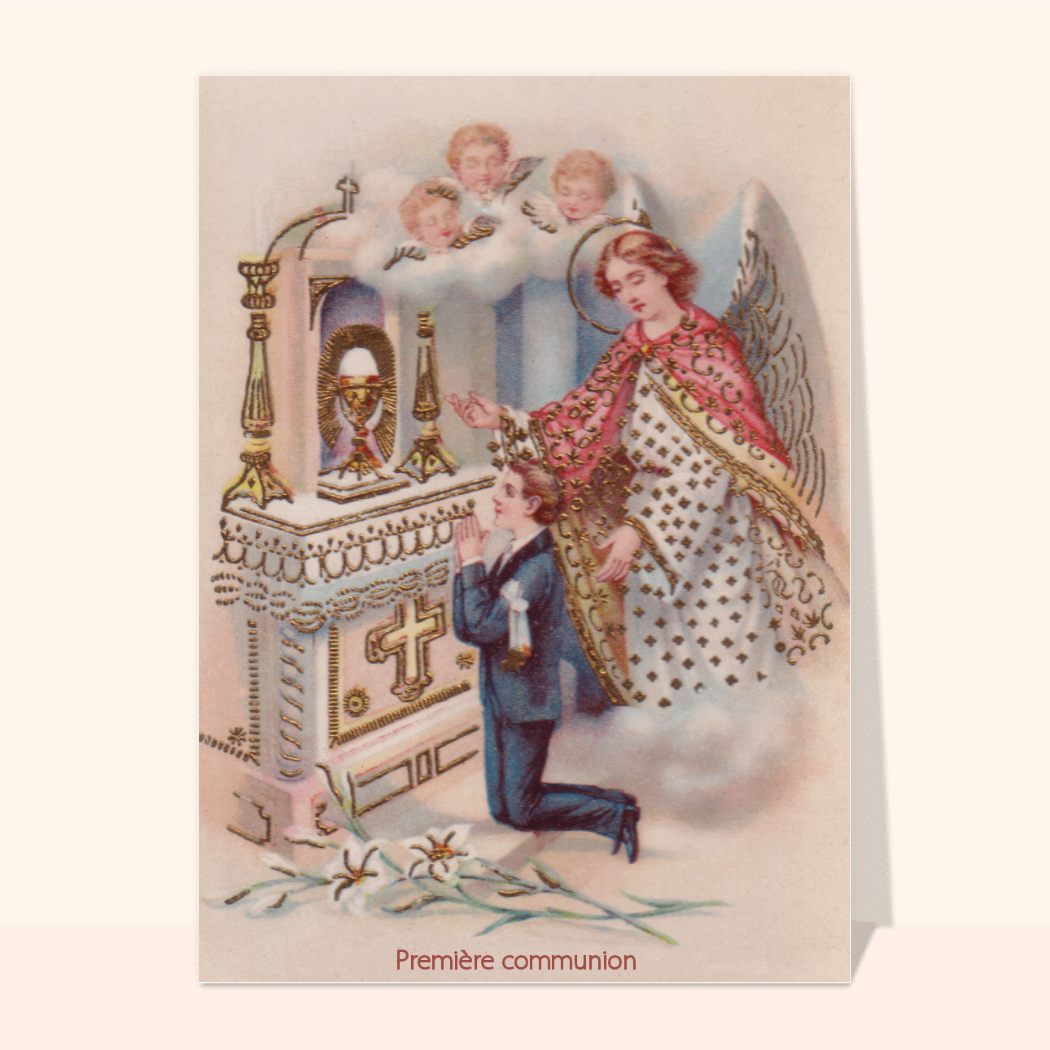 Anges et prière pour un jour spécial - Carte première communion
