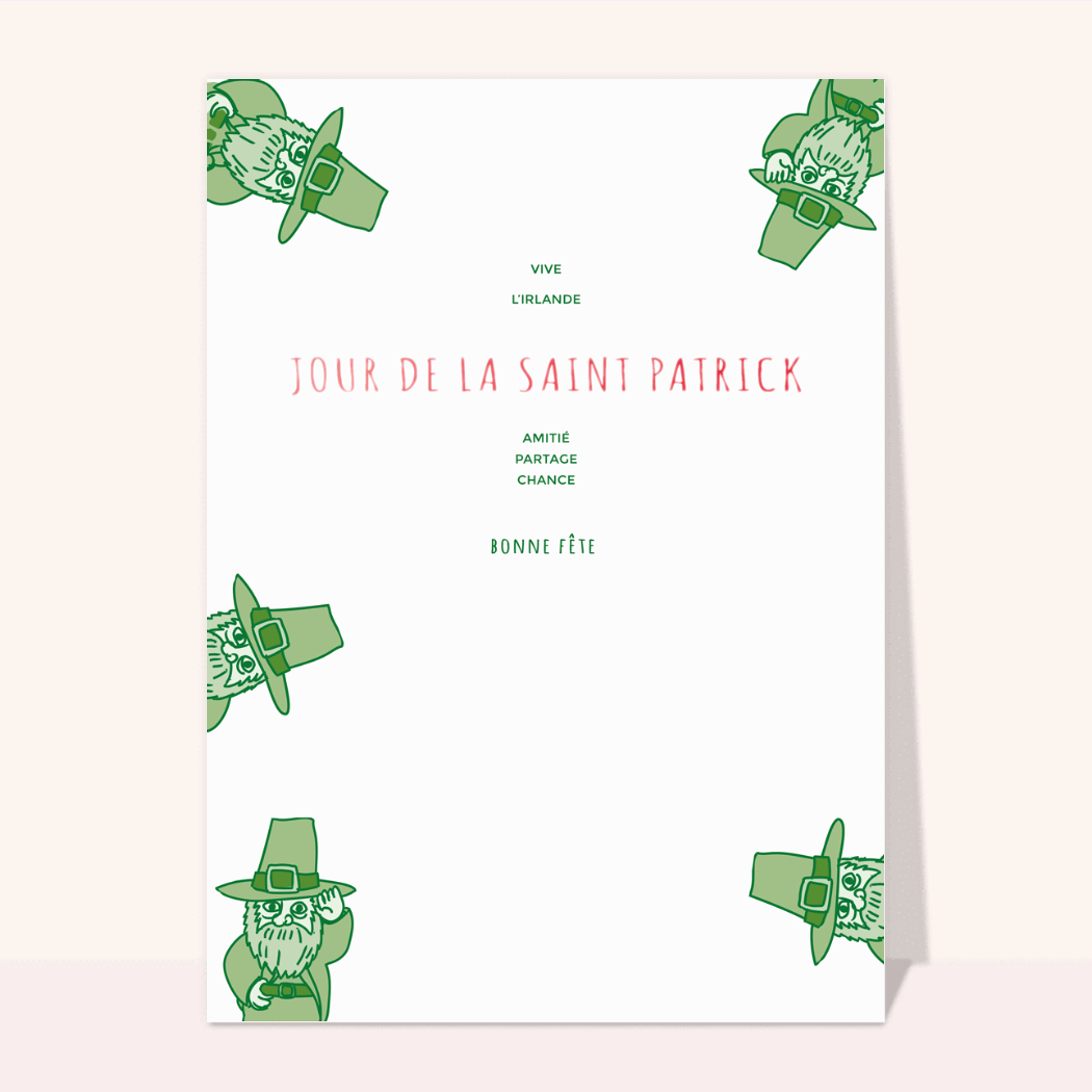 Journée festive avec un lutin chanceux - Carte saint patrick