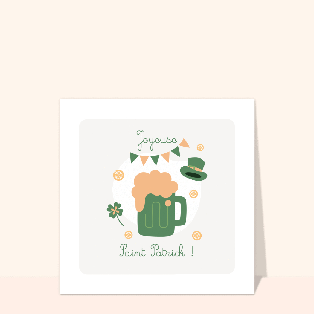 Chope pleine de joie pour la Saint Patrick - Carte saint patrick