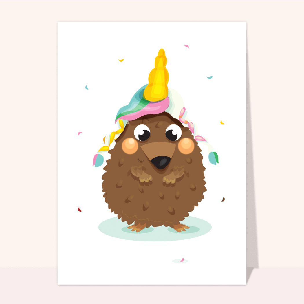 Hérisson licorne prêt à faire la fête - Carte humour