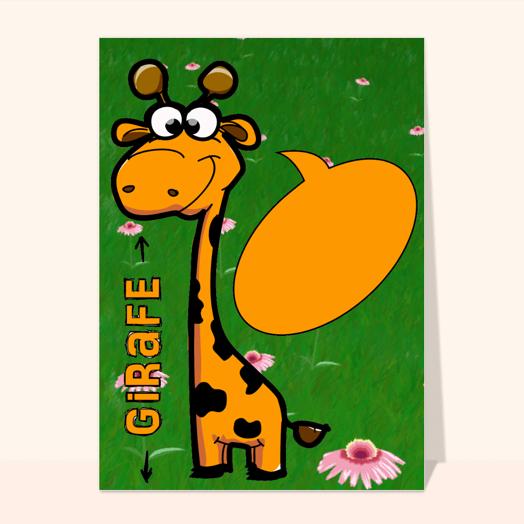 La girafe souriante à compléter - Carte z`animaux bulle vide