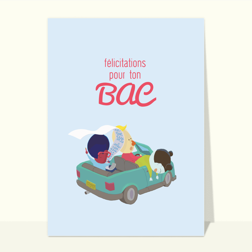 Célébrons ton succès au Bac avec joie - Carte d'examen réussi