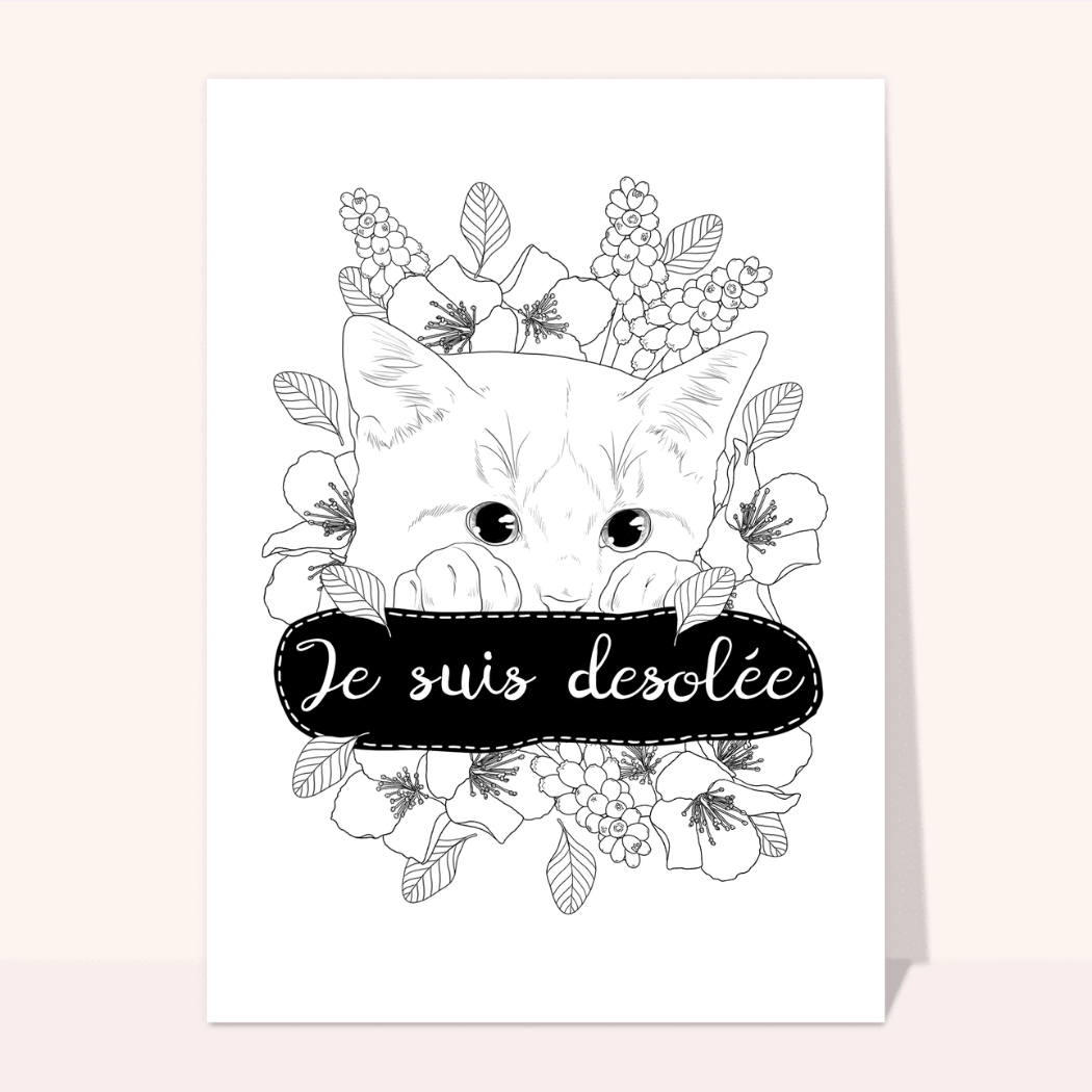 Je suis désolée, avec un chat mignon - Carte d'excuse