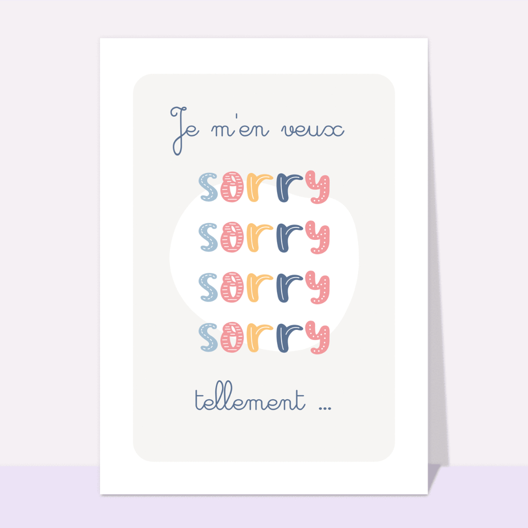 Sorry coloré pour un pardon sincère - Carte d'excuse