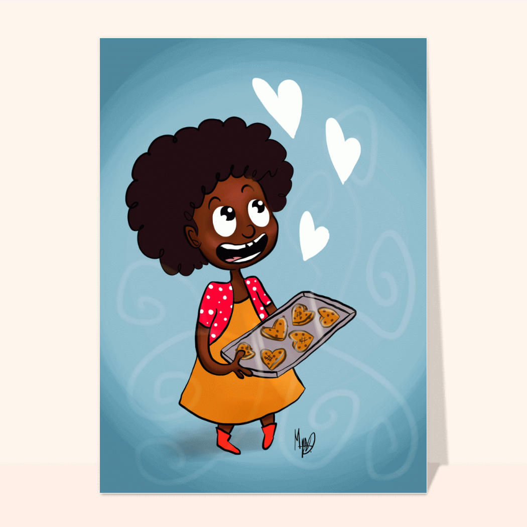 Merci gourmand avec des biscuits en cœur - Carte remerciement