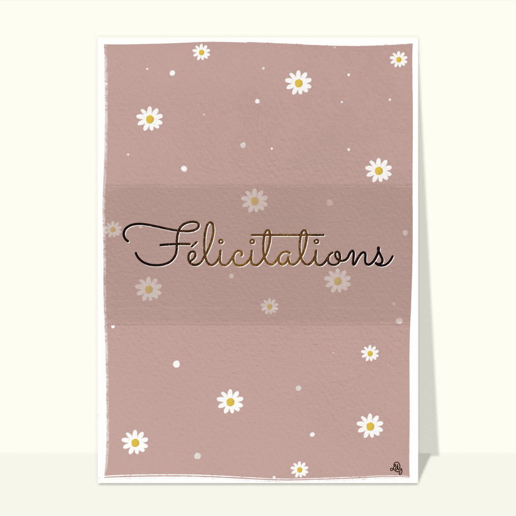 Félicitations aux fleurs étoilées éclatantes - Carte félicitation