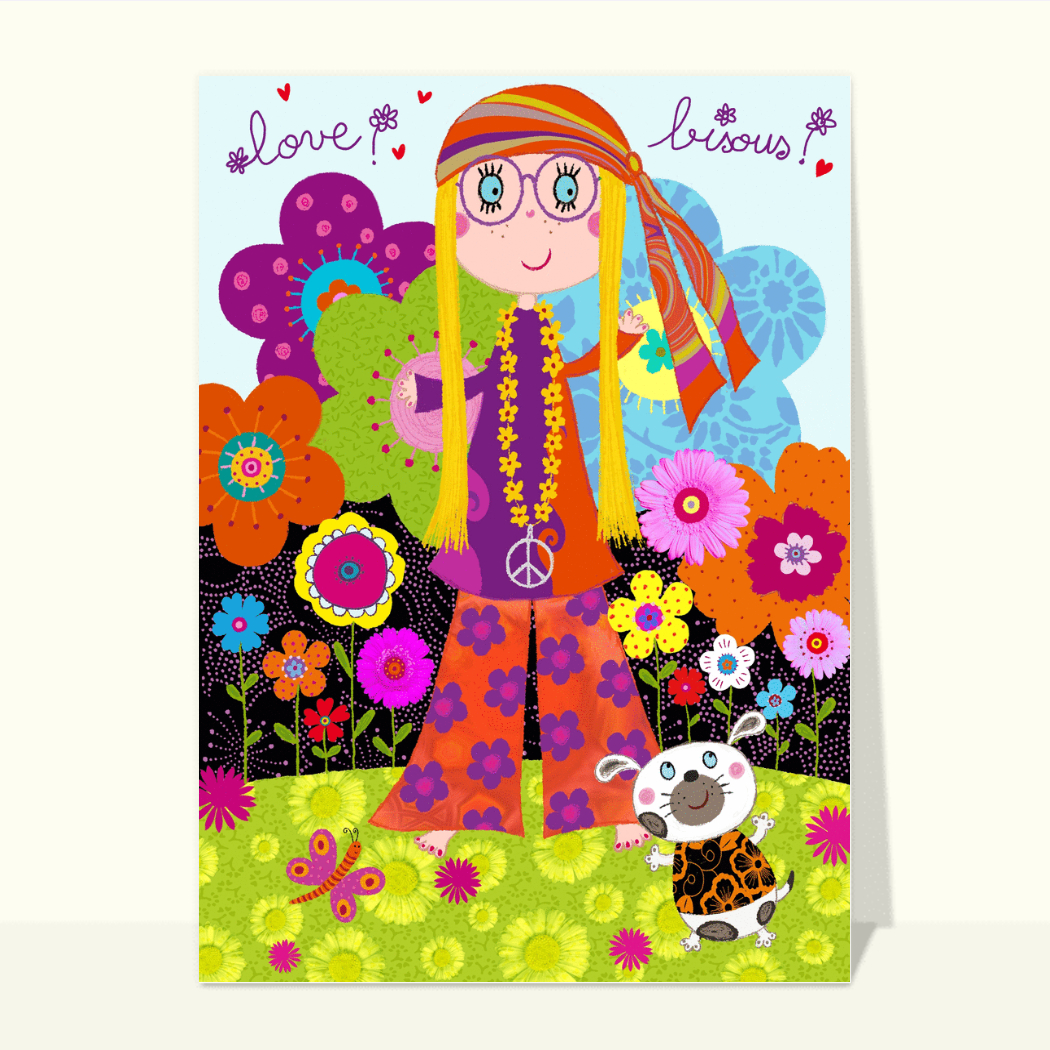 Carte Fillette Peace And Love : Envoyer une vraie Carte Pour Dire ...