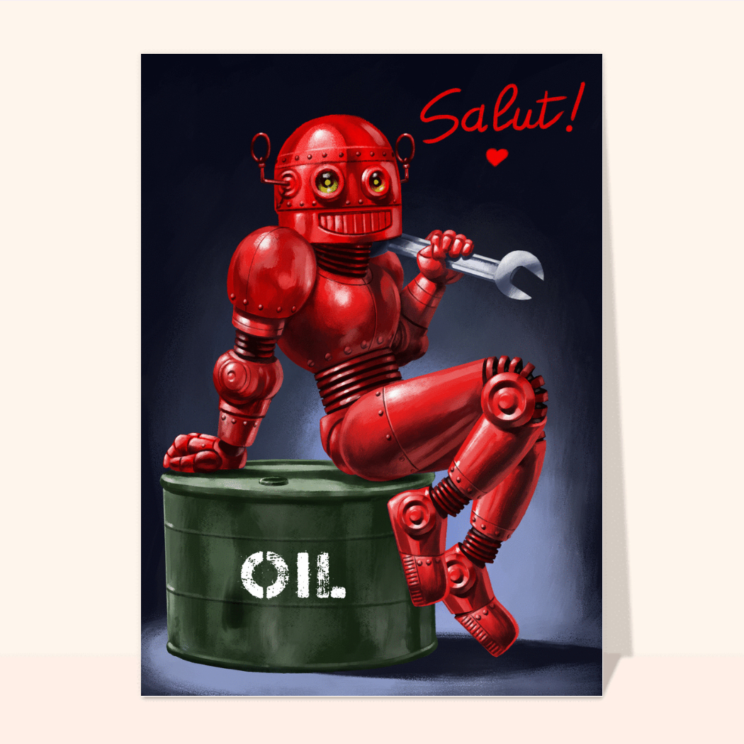 Salut le robot qui brille d'enthousiasme - Carte pour dire bonjour