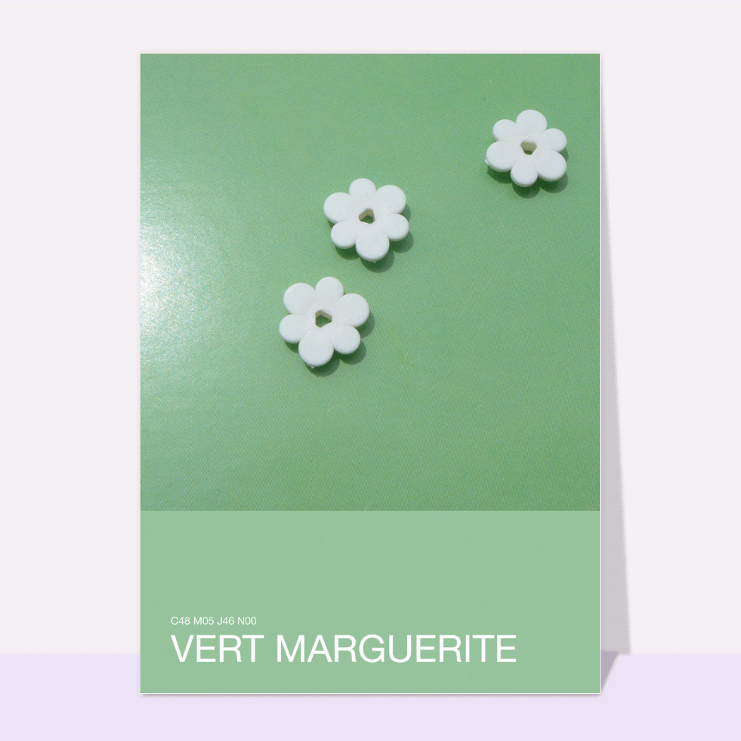 Un coucou floral sur fond vert pastel - Carte pour dire bonjour