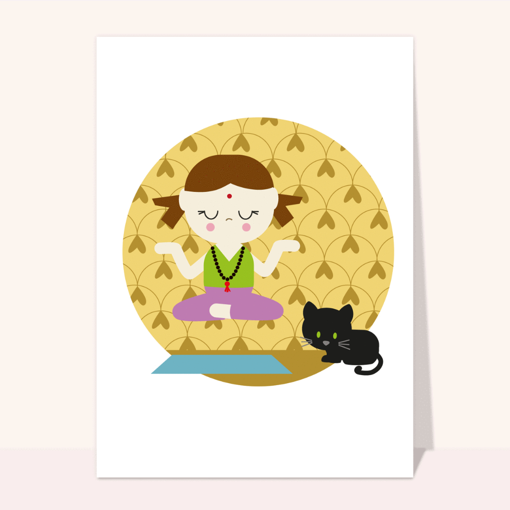 Zen et chat noir pour dire bonjour - Carte pour dire bonjour