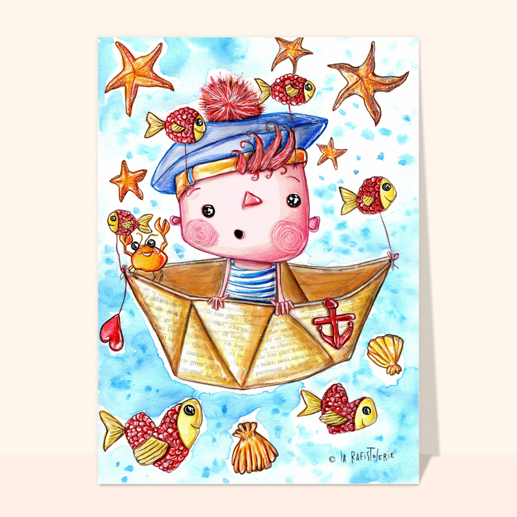 En mer avec mon bateau en papier - Carte divers