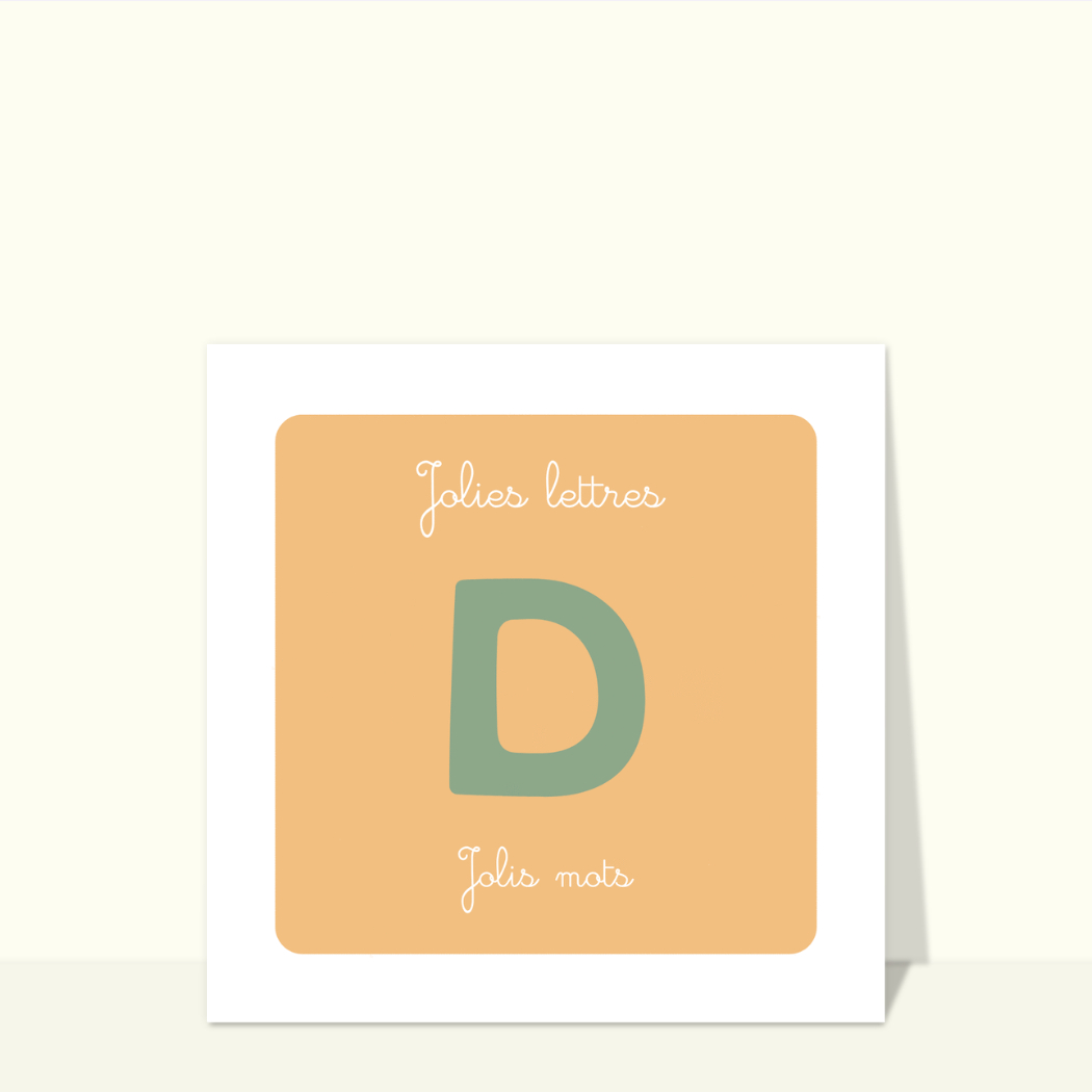 D colorée pour jolis mots doux à partager - Carte abécédaire