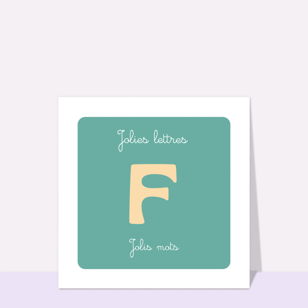 Lettre F au design ludique et coloré - Carte abécédaire