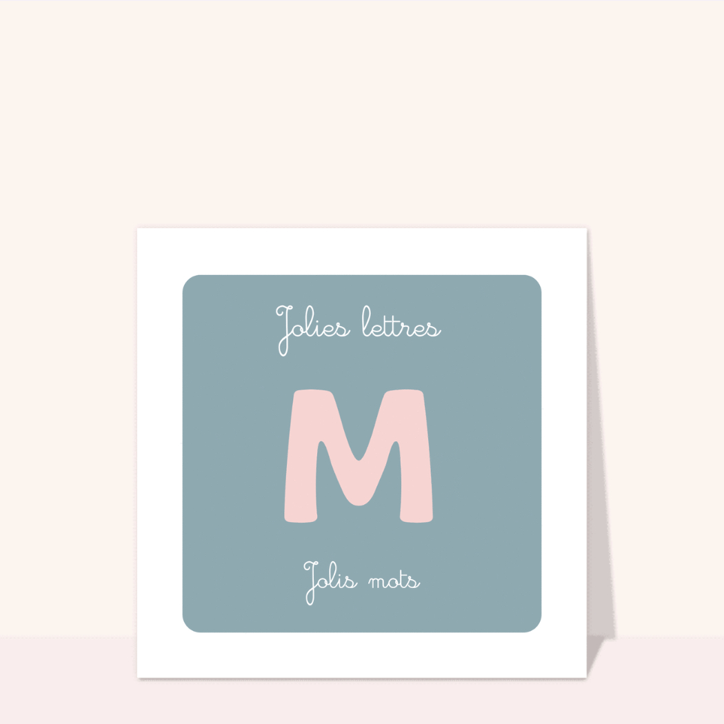 M colorée pour jolis mots à partager - Carte abécédaire