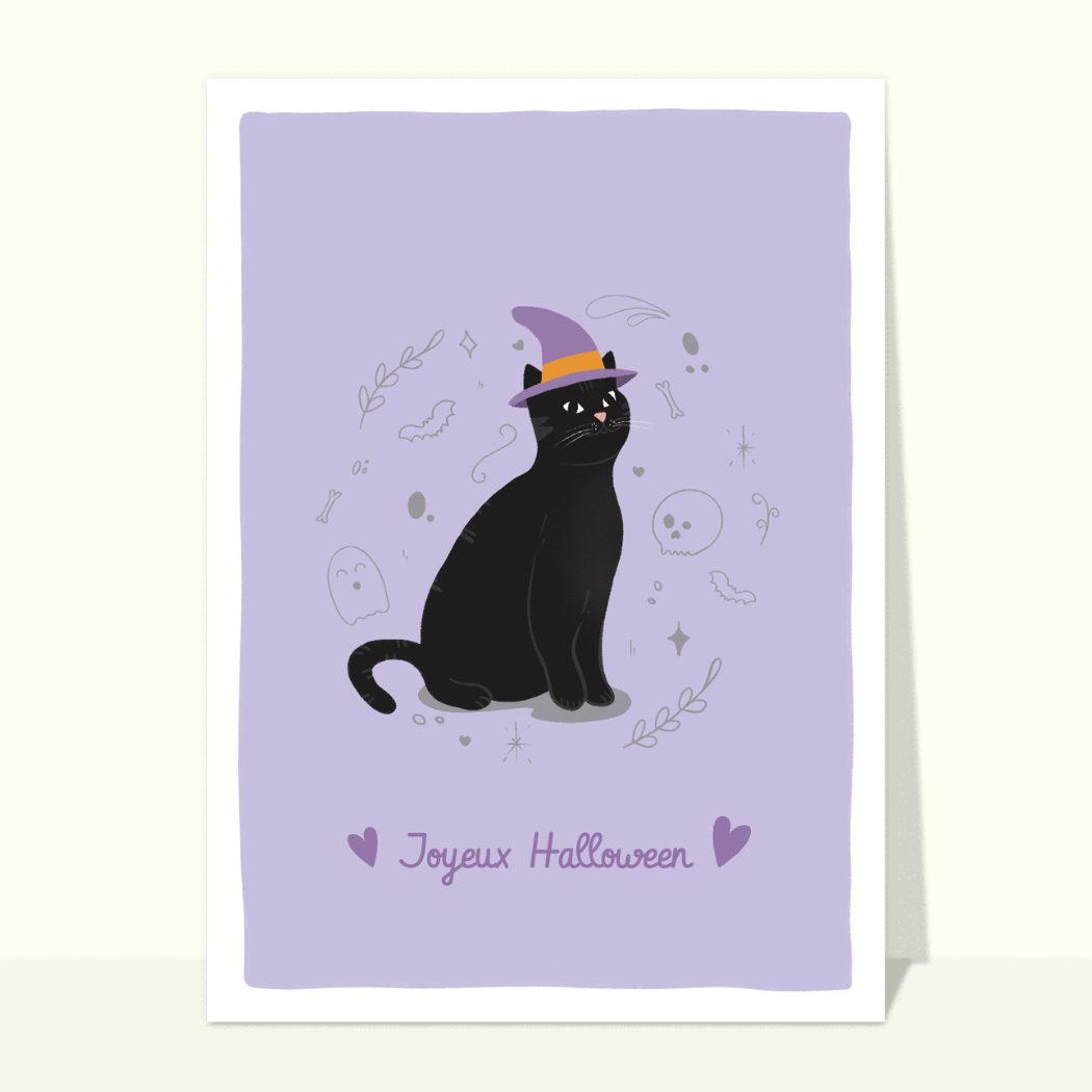 Chat noir mignon pour un Halloween joyeux - envoi rapide