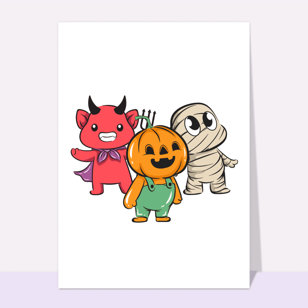 Monstres choupinous pour Halloween - Carte halloween pour enfant