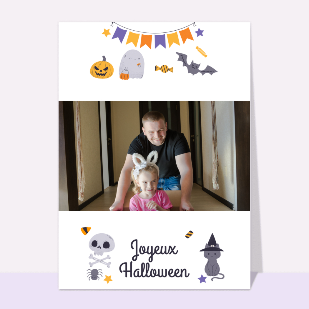 Fantômes et bonbons pour une nuit d'Halloween - Carte halloween