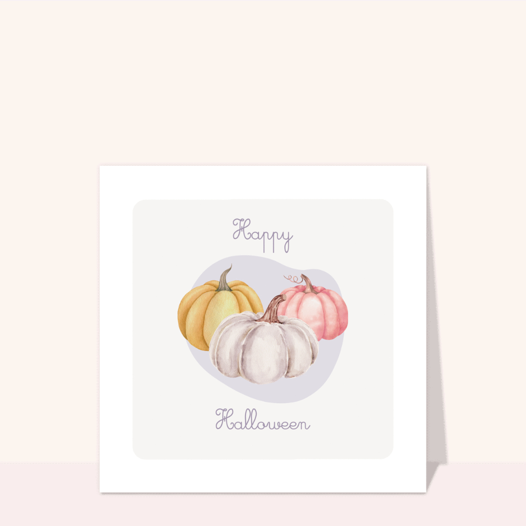 Citrouilles pastel pour un Halloween doux - Carte halloween