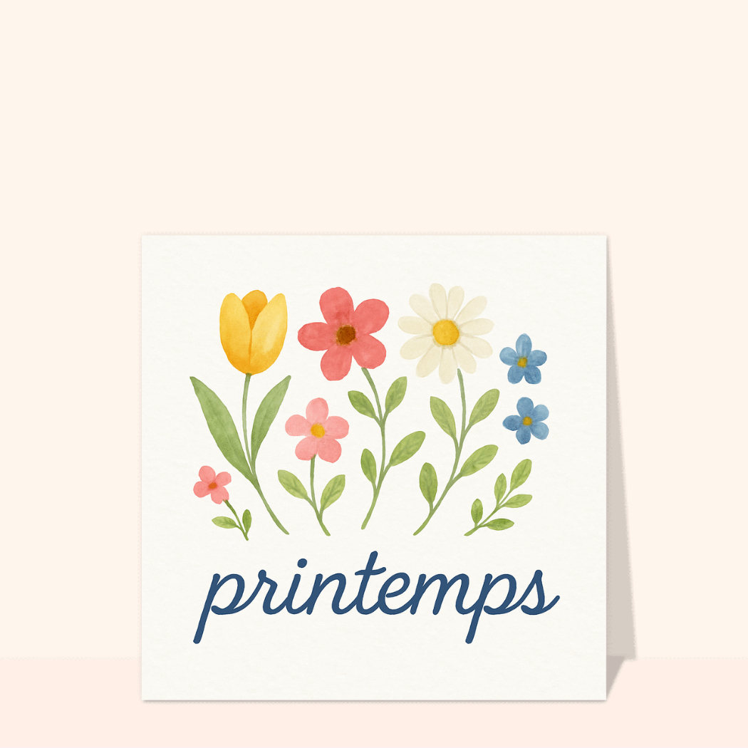 Printemps floral en couleurs vibrantes - Carte de mai