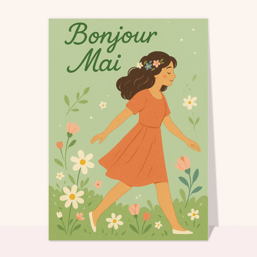 Bonjour Mai et ses fleurs délicates - Carte de mai