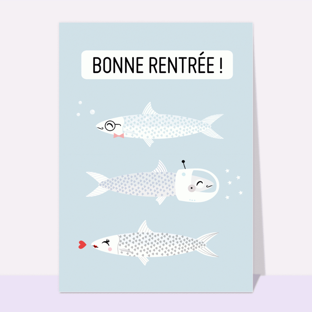 Carte poissons rigolos pour une bonne rentrée - envoi rapide