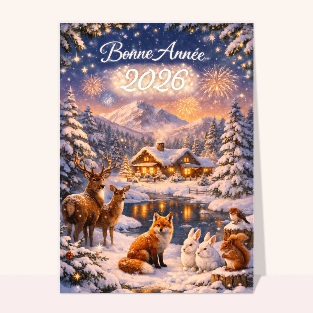 Bonne Année 2026 avec paysages enneigés - envoi rapide