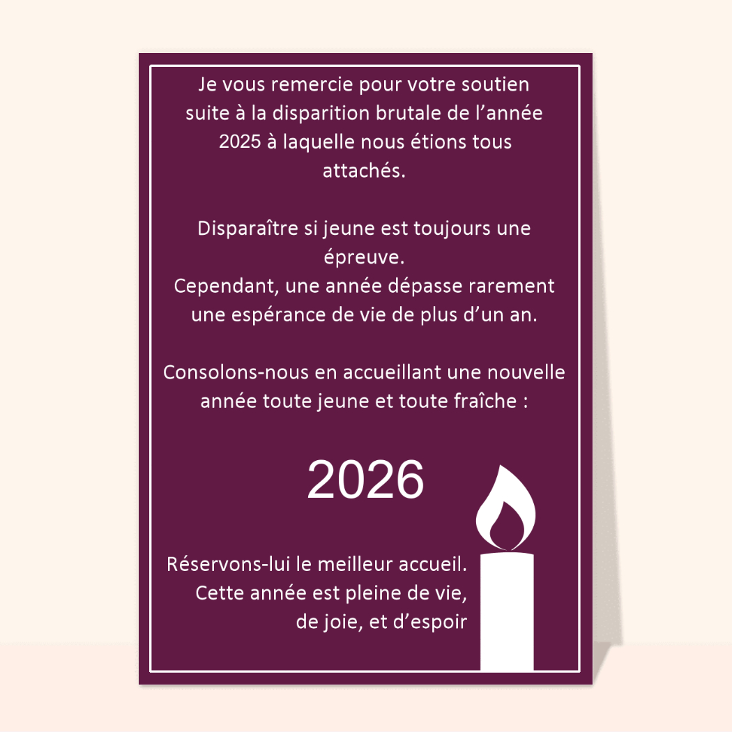 Adieu 2026, Bonjour 2026 en sourire ! - Carte de voeux humour 2026