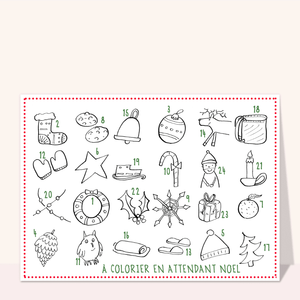 Carte de Noël à colorier pour enfants - Carte de noël enfant