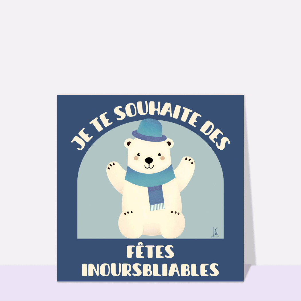 Ours en fête pour des vœux irrésistibles - Carte de noël humour