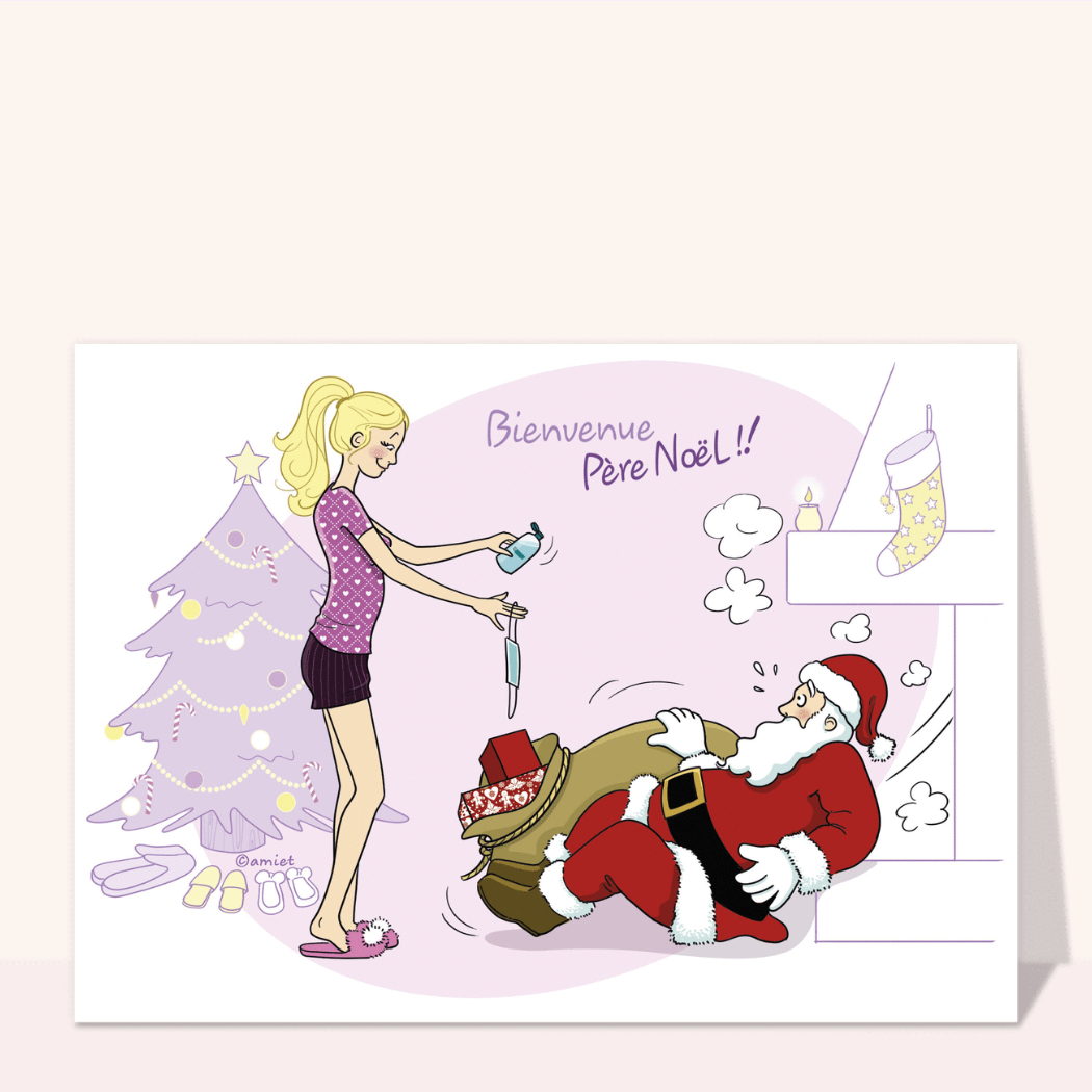 Noël humoristique : Bienvenue, Père Noël ! - Carte de noël humour