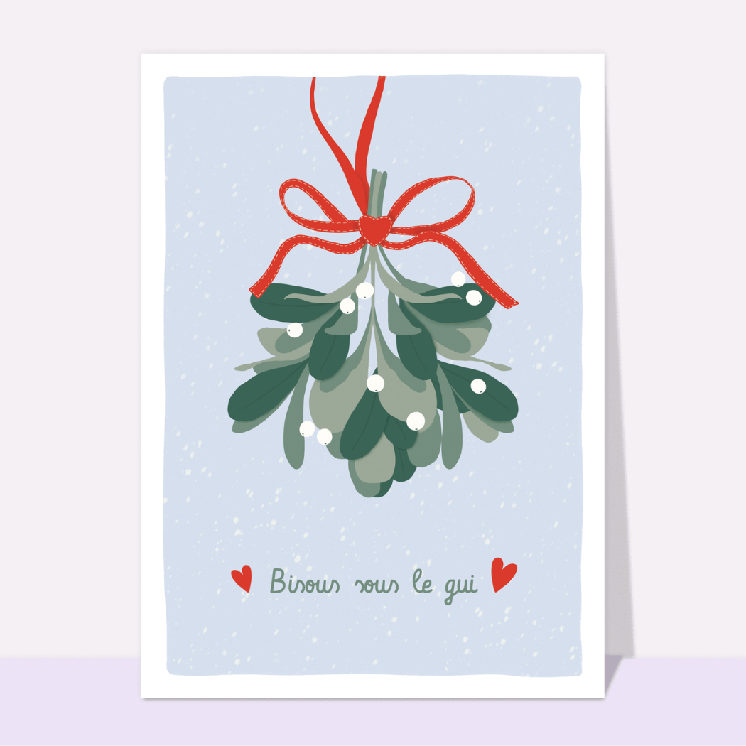 Gui suspendu et doux vœu pour Noël - Carte de noël minimaliste