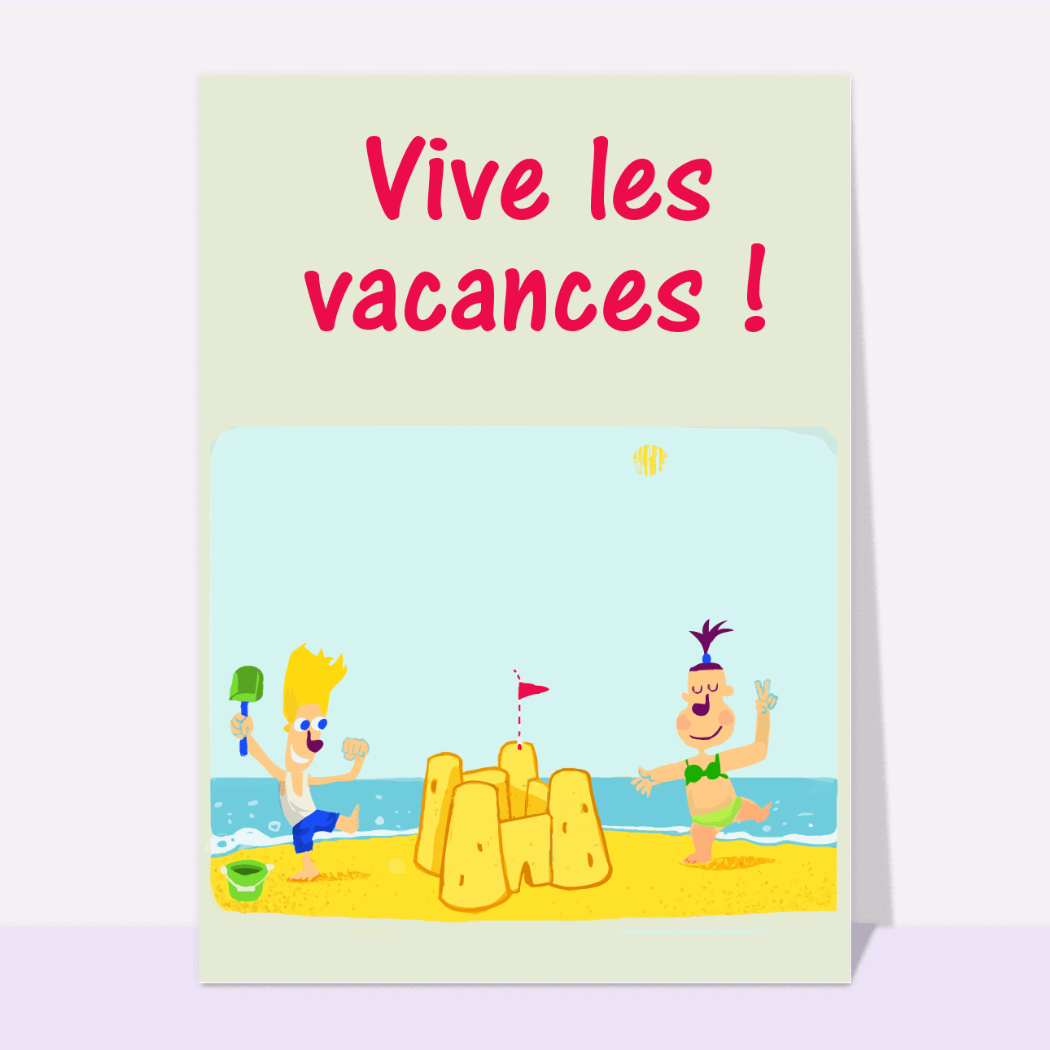 Amuse-toi sur la plage en vacances ! - Carte de vacances