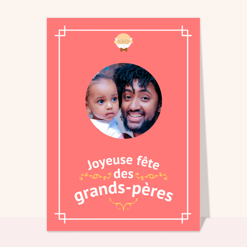 Joyeuse fête des grands-pères ludique et colorée - envoi rapide