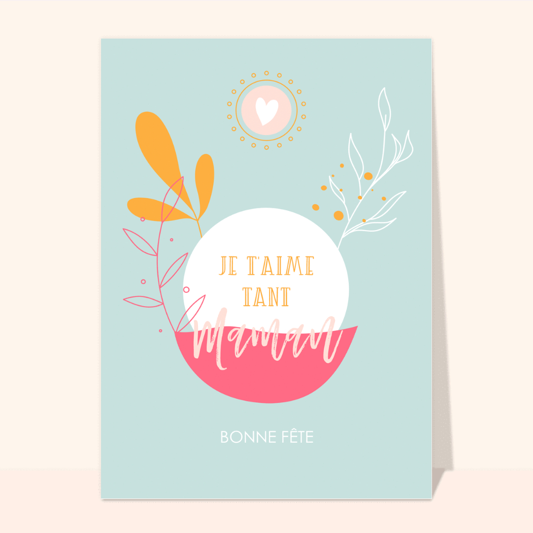 Je t'aime maman, douce et colorée - Carte fête des mères