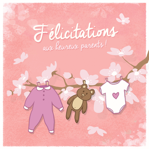 Carte Félicitations Aux Heureux Parents Rose : Envoyer une vraie Carte ...